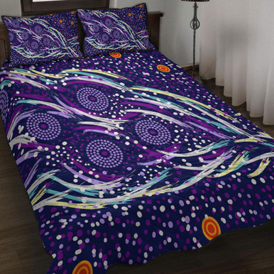 Australia Aboriginal Quilt Bed Set - Purple Dot Dreamtime Quilt Bed Set