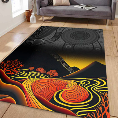 Australia Aboriginal Area Rug - Rainbow Serpent Dreamtime Land Art ...