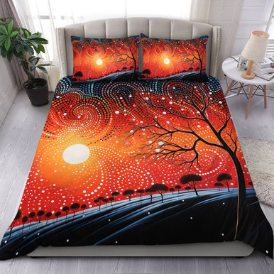 Australia Aboriginal Bedding Set - Aboriginal Dot Painting Style Art ...