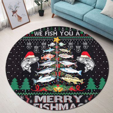Australia Christmas Fishing Round Rug - Merrry Fishmas Fishing Rod ...