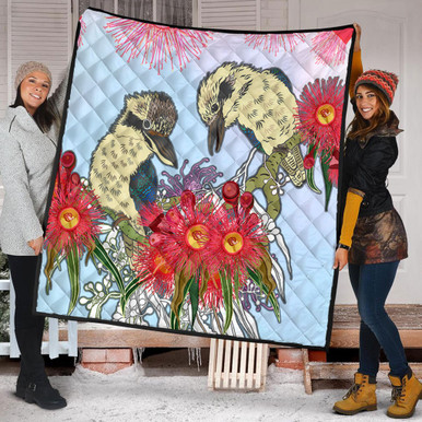 Australia Kookaburra Quilt - Couple Kookaburra With Eucalyptus Flower ...