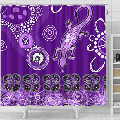 Australia Goanna Aboriginal Shower Curtain - Indigenous Dot Goanna ...