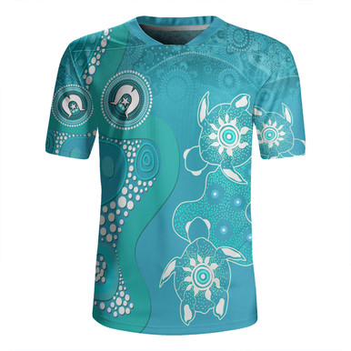 Australia Turtles Aboriginal Rugby Jersey - Indigenous Dot Turtles In ...