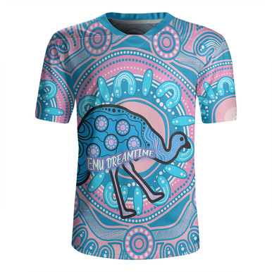 Australia Emu Aboriginal Custom Rugby Jersey - Blue Indigenous ...