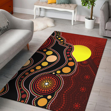 Australia Aboriginal Area Rug - Australia Aboriginal Flag Circle Dot ...