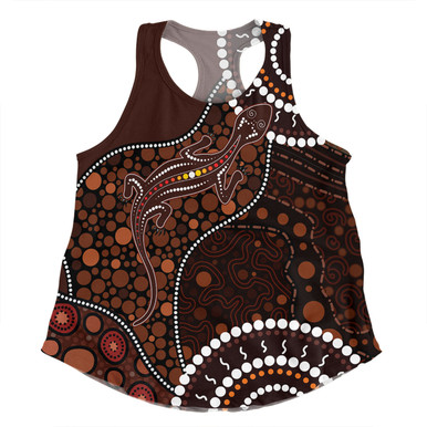 Australia Women Racerback Singlet Aboriginal Inspired Lizard With Dot ...