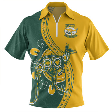 Australia Wallabies Zip Polo Shirt Custom Go Wallabies Aboriginal ...