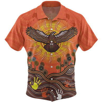 Australia Hawaiian Shirt Indigenous Flying Eagle With Aboriginal Dot Art