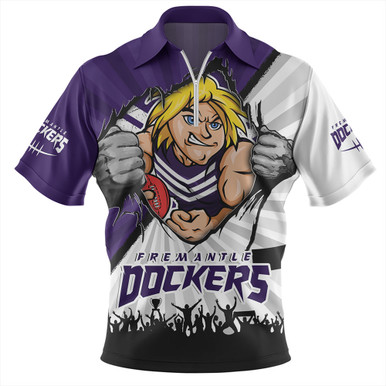 Fremantle Zip Polo Shirt Breaking Through Fan Design