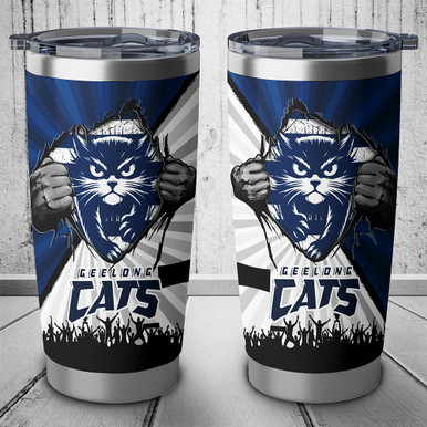 Geelong Cats Tumbler Breaking Through Fan Design