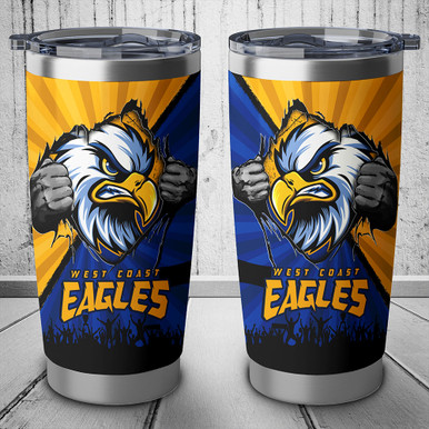 West Coast Eagles Tumbler Breaking Through Fan Design