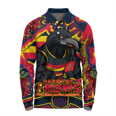 Adelaide Crows Long Sleeve Polo Shirt Blazing Spirit Of Victory