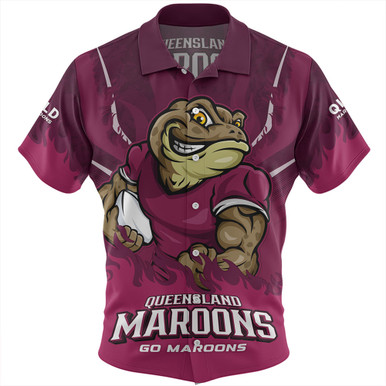 Queensland Maroons Hawaiian Shirt Strong Fighting Flame Go Maroons