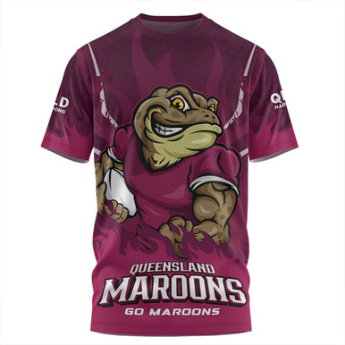 Queensland Maroons T-Shirt Strong Fighting Flame Go Maroons