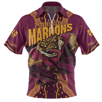 Queensland Maroons Zip Polo Shirt Maroon Venom QLD Strikeforce