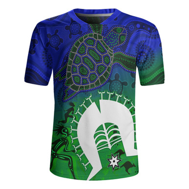 Indigenous Australian Aboriginal Rugby Jersey Island Heart Turtle Path