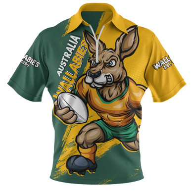 Aussie Wallabies Zip Polo Shirt Unstoppable Wallabies Spirit Of The ...