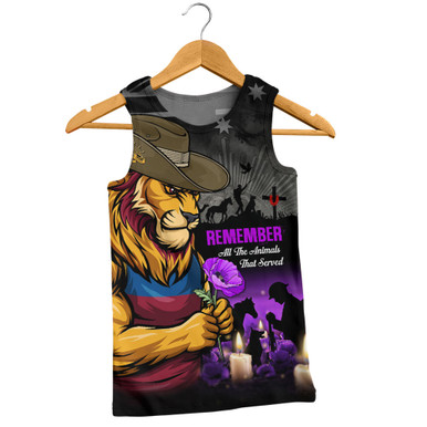 Brisbane Lions Men Singlet Anzac Day In Memory Of Animals That Served