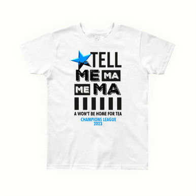 Newcastle Tell me ma Champions league adults TSHIRT white - dtfx.co.uk