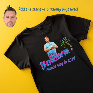 Benidorm funny themed stag do hen night adult black tshirts - dtfx.co.uk