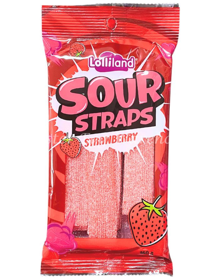 Sour Strawberry Lollinaut strap 160g bag |Confectionery World