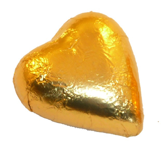Gold chocolate heart individually wrapped | Confectionery World