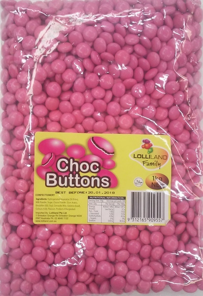 Choc Buttons pink 1kg | Confectionery World