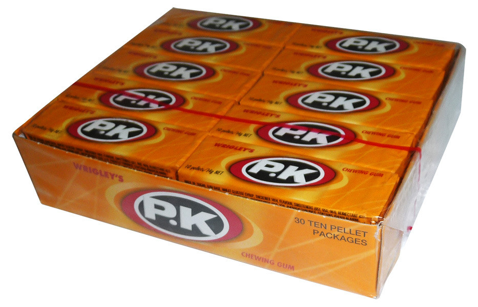 Wrigleys PK Yellow peppermint chewing gum | Confectionery World