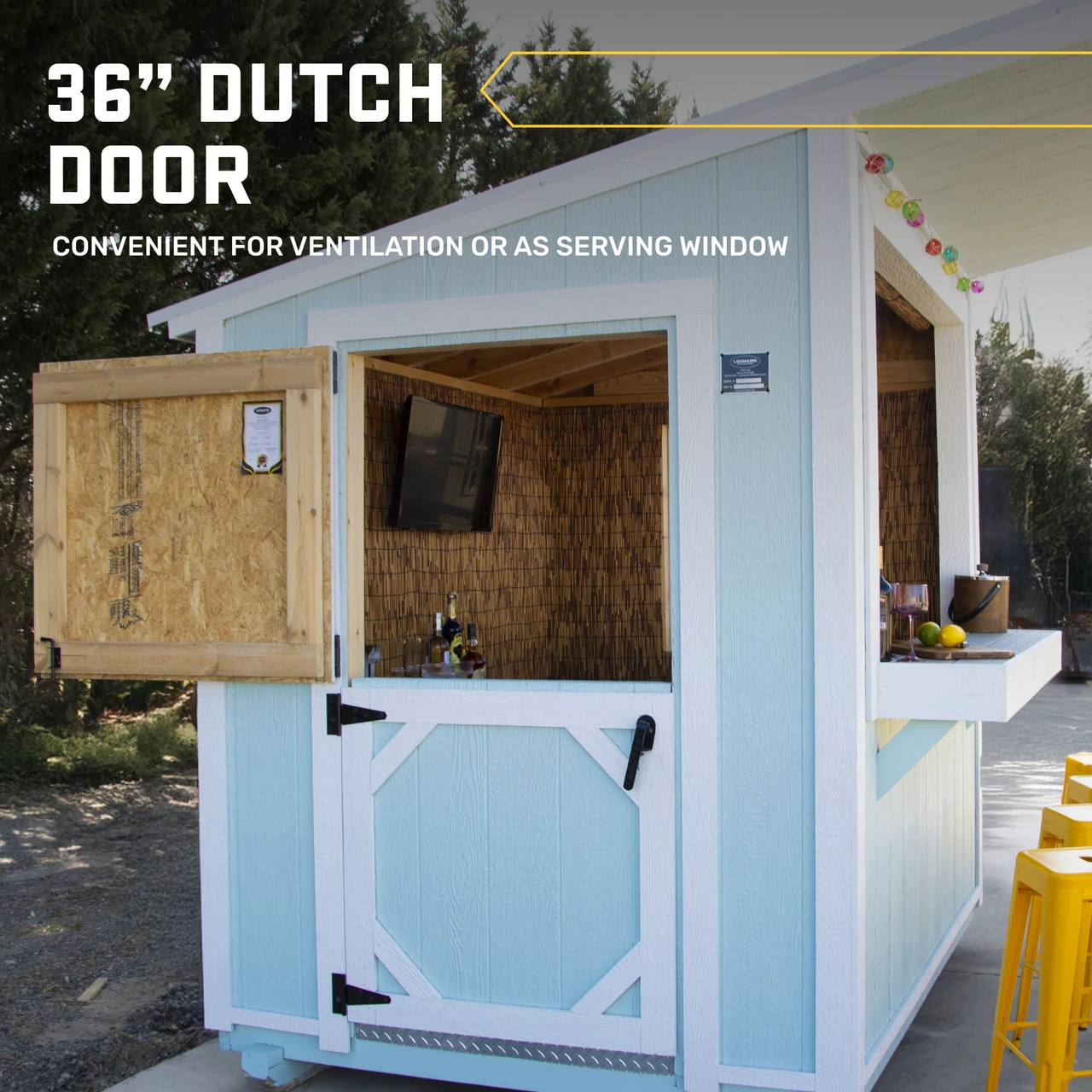 6x8 Lean-To Cantina Shed – Outdoor Bar with Dutch Door, Bar Window ...