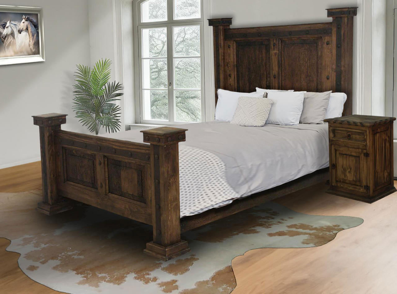 Rustic King Size Bed with iron trim Rustic King Bed