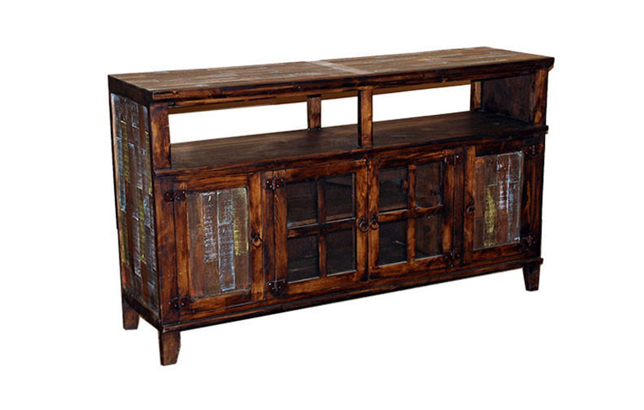 Hacienda 60 Dark Rustic TV Stand w Painted Reclaimed Wood