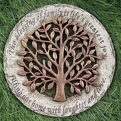 12" TREE OF LIFE ROUND STEPPING STONE | GARDEN STONE