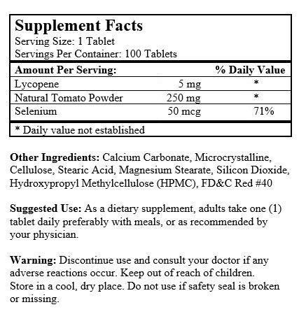 Natural Tomato Extract w/ Lycopene (100 Tablets)