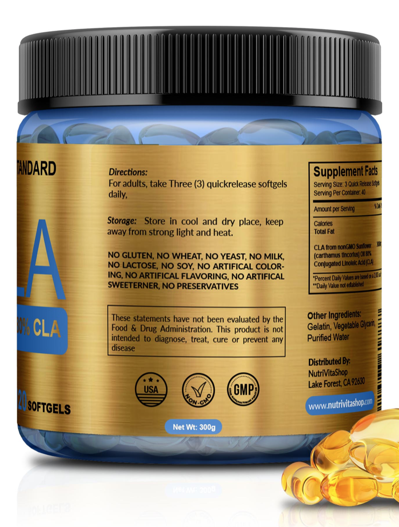 CLA 3000 Conjugated Linoleic Acid CLA 120 Softgels Non-Stimulating ...