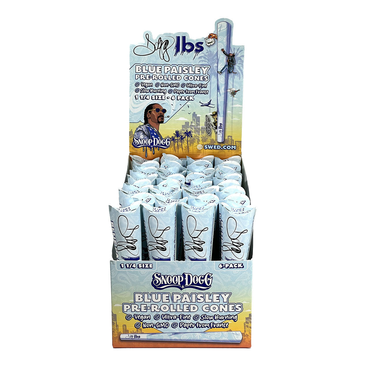Dogg lbs 1 1/4 Pre-rolled Cones Blue Paisley 6ct 32pk Display
