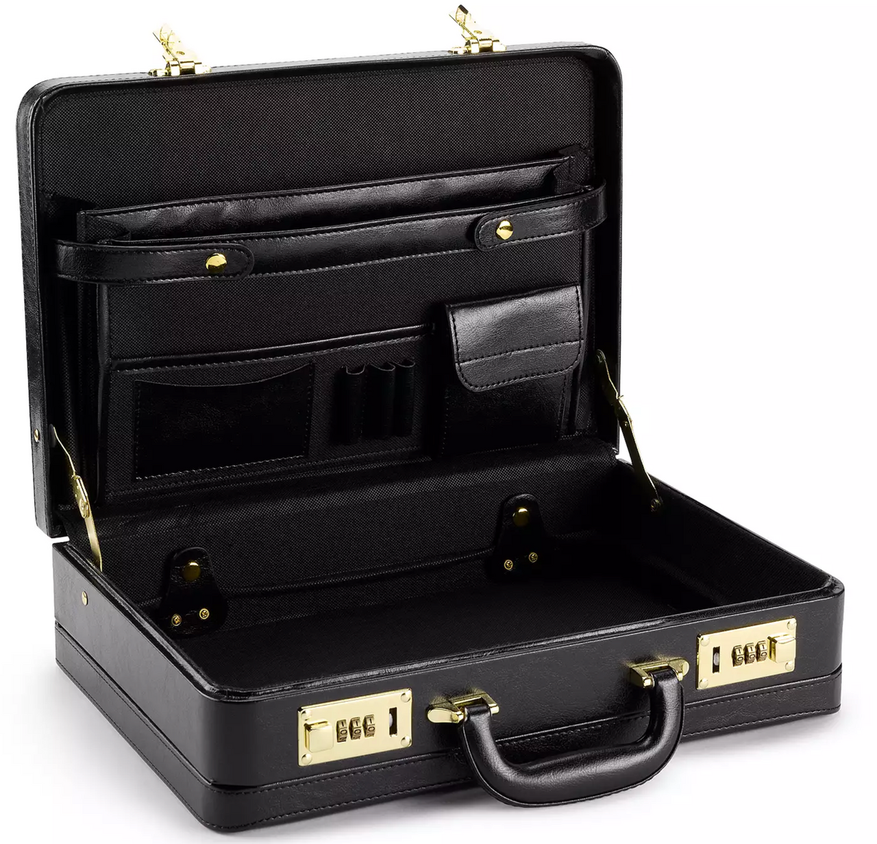 Edmond Leather Mid-Size Business Attache Case Faux Leather Attache Case