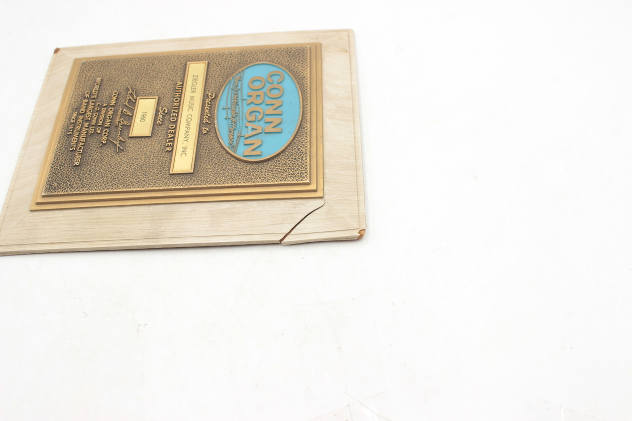 Vintage Conn Organ Authorized Dealer Plaque