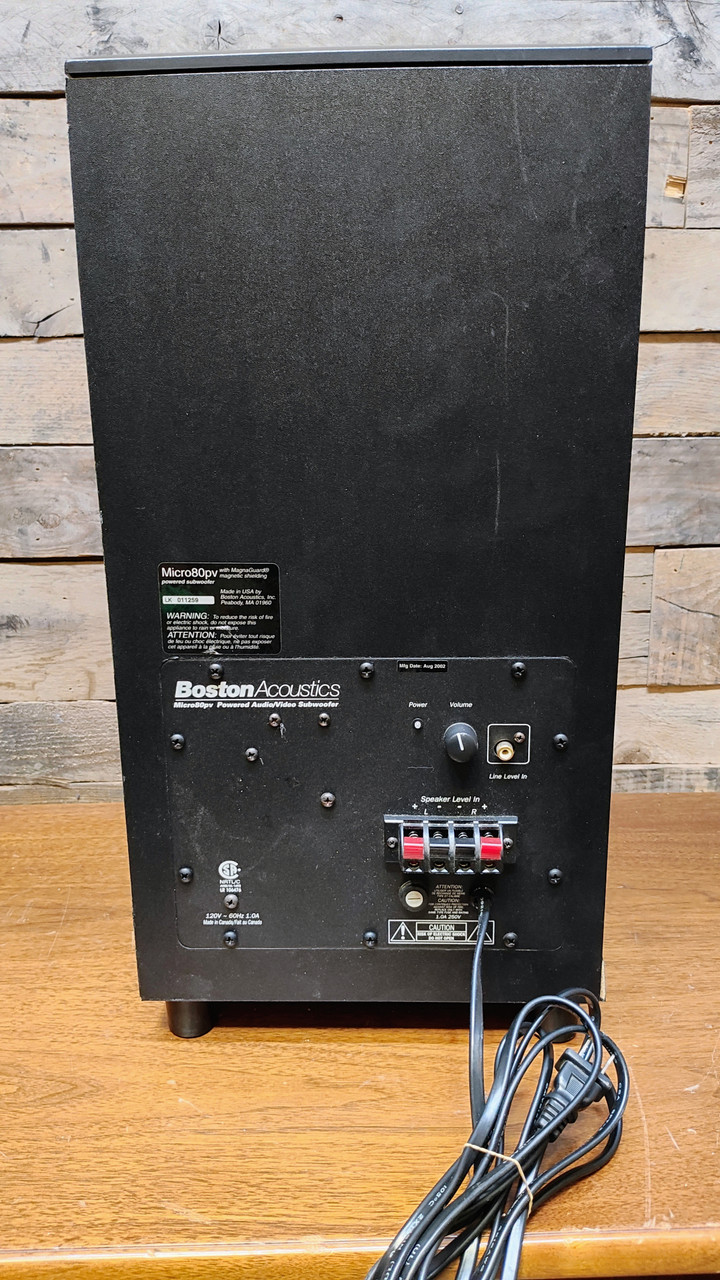 Boston Acoustics Micro 80pv Powered Subwoofer, 10" x 10" x 20" - tested ...
