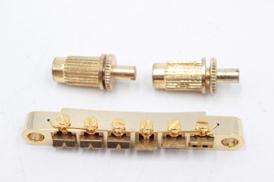 Gold Epiphone Tune-O-Matic Clip Lock Adjustable Guitar Saddle W/ Posts