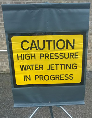 Caution High Pressure Water Jetting Sign - Wardsflex