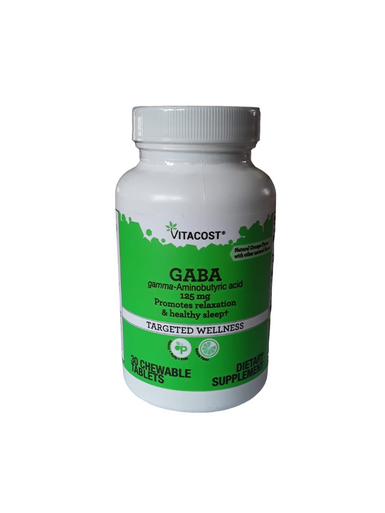 GABA, 125mg, 30 Chewable Tablets - GABA, 125 mg, 30 Tabletas Masticables