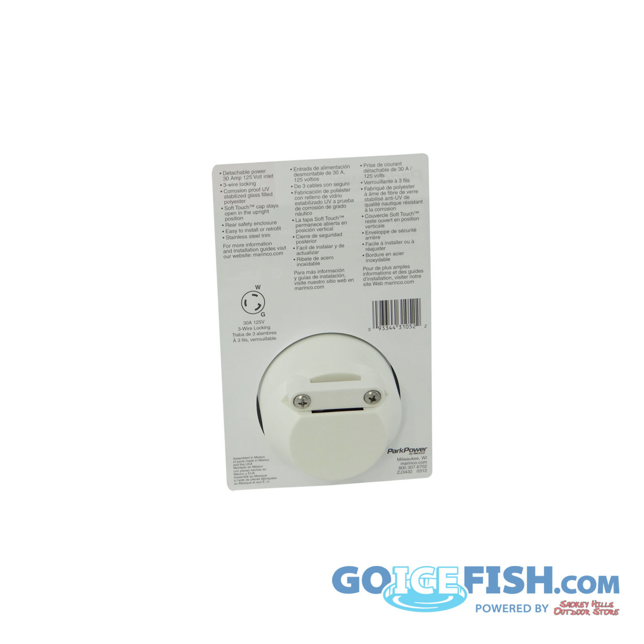 Park Power 679-301ELRV Standard Power Inlet, White - GoIceFish