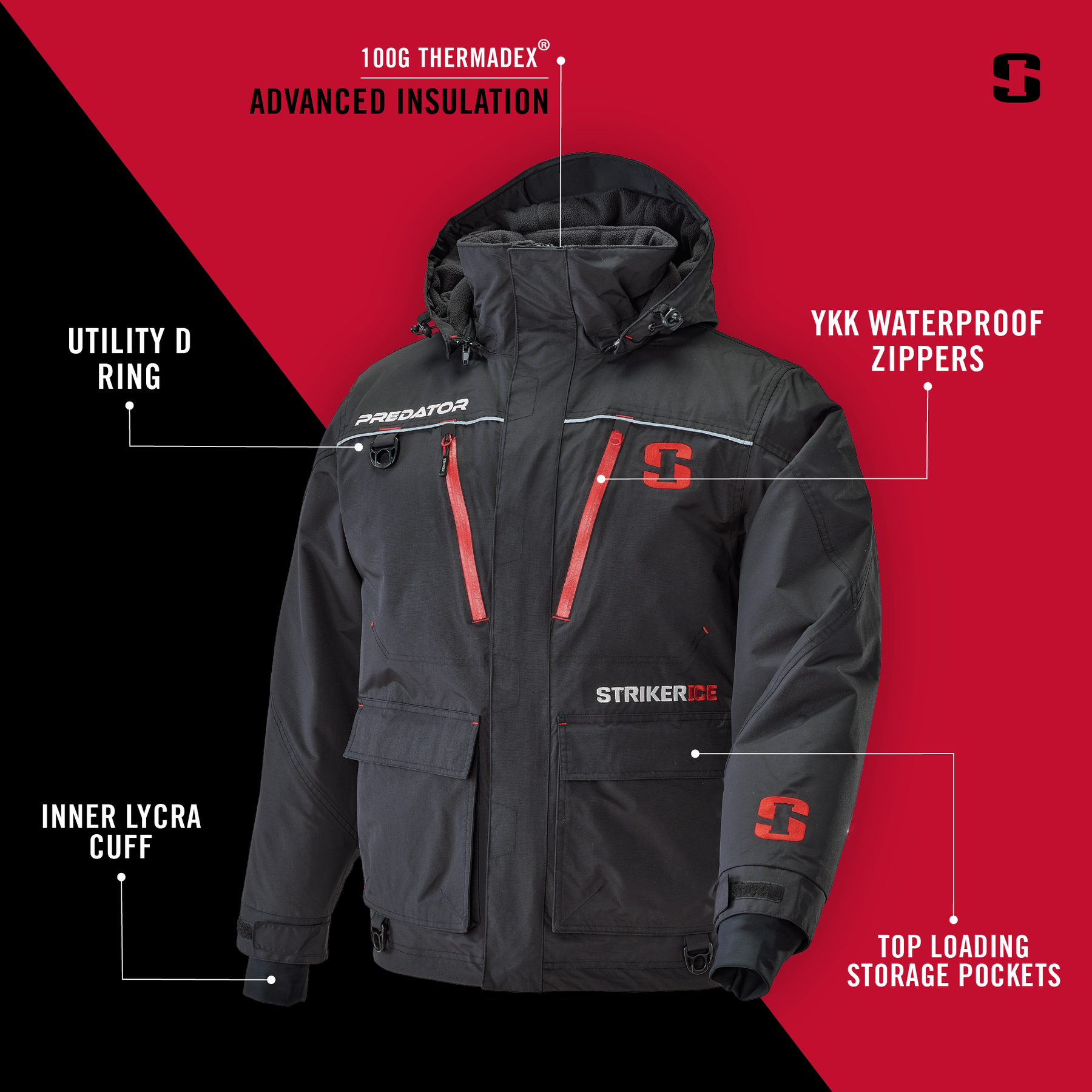 Striker Predator Jacket, Black - GoIceFish