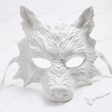 Wild Wolf Animal Full Face Masquerade Mask - White