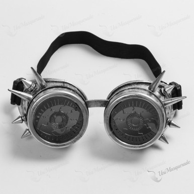Steampunk Victorian Goggles with Creepy Eye Dark Lens Silver ...