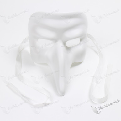 Pantalone Venetian Masquerade Mask Plain White - Unimasquerade