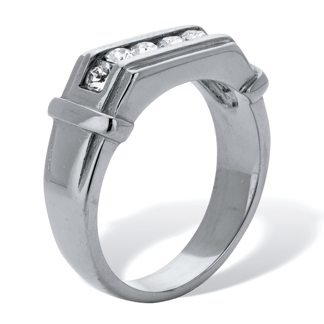 Men's Pave Crystal Stainless Steel Ring - PalmBeach Jewelry