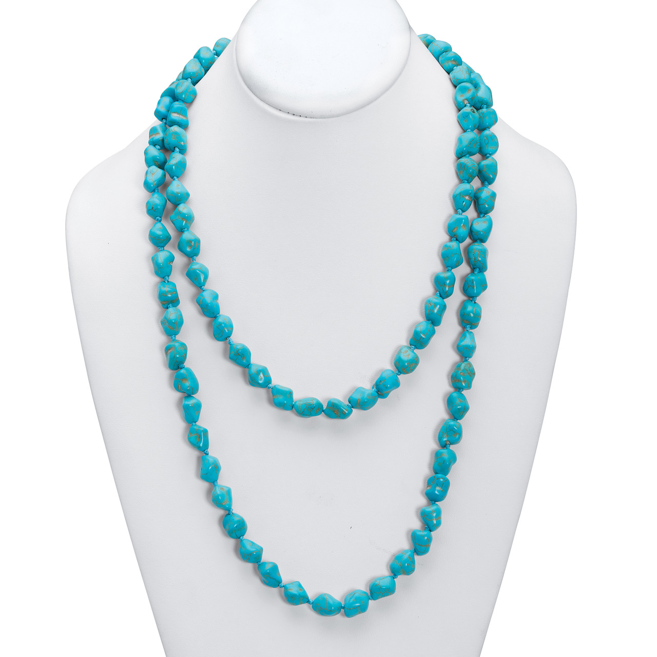 Genuine Turquoise Endless Necklace, 48 inches - PalmBeach Jewelry