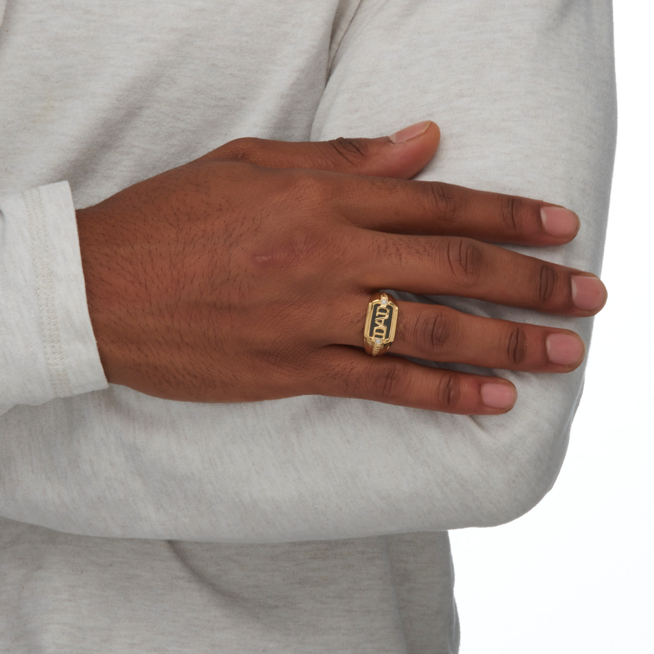 Men's Emerald-Cut Genuine Onyx and Diamond Accent 