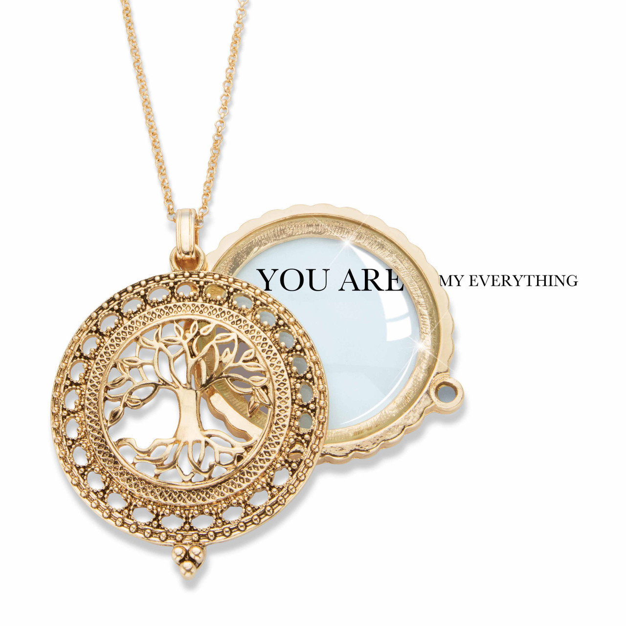 Tree of Life Magnifying Glass Locket Medallion Pendant Necklace in ...